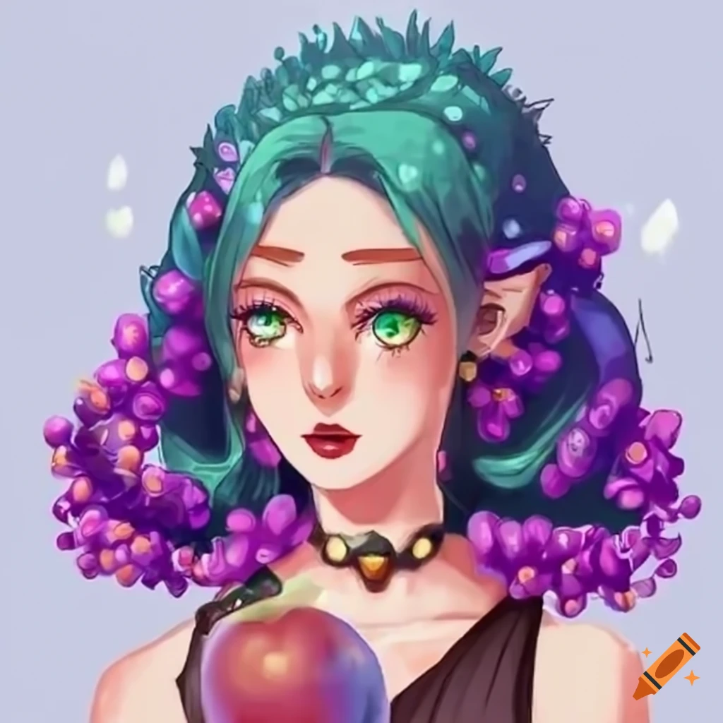 Illustration of a potato sorceress and her wizard in anime style