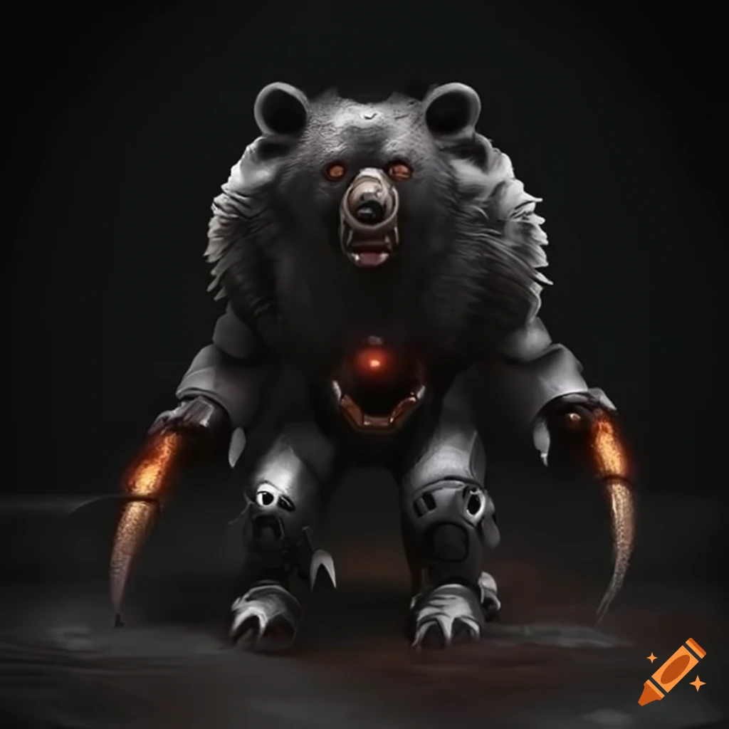 Black bear with laser cannon claws on Craiyon