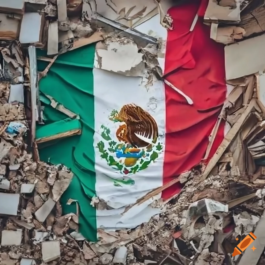 Mexican flag covered in debris on Craiyon