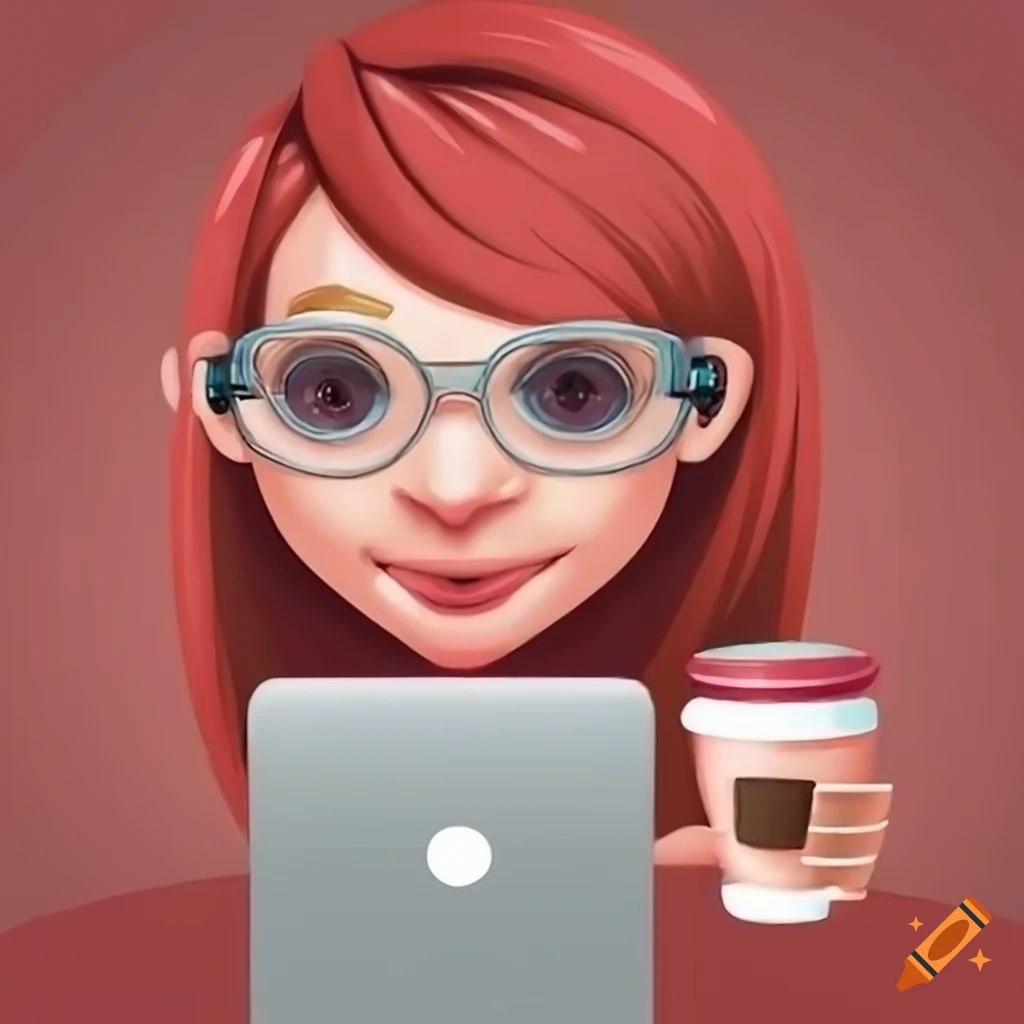 Cartoon Illustration Of A Red headed Woman Video Editor Working With cartoon-illustration-of-a-red-headed-woman-video-editor-working-with
