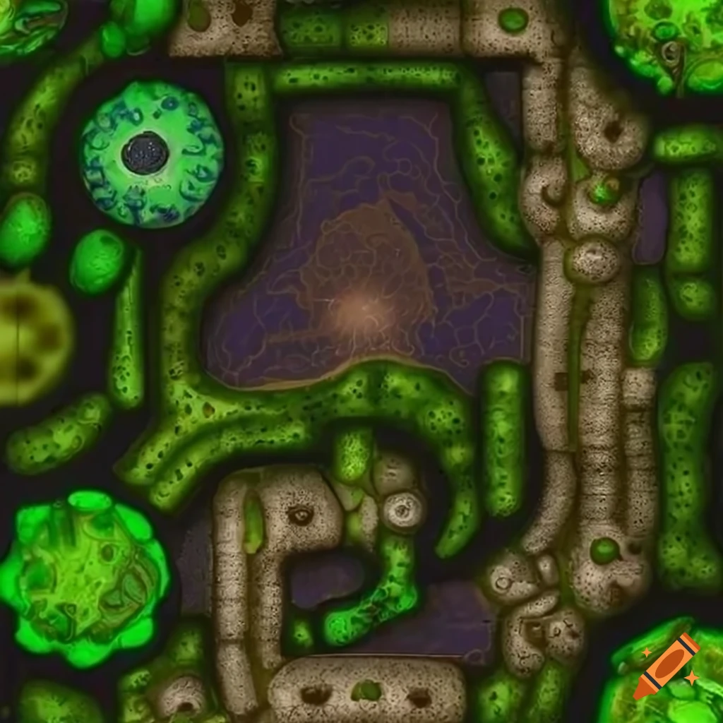 High contrast platform game map with organic plant and mushroom tiles