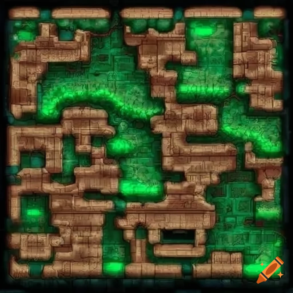 2d game layout map with alien plant and moss tendrils on Craiyon