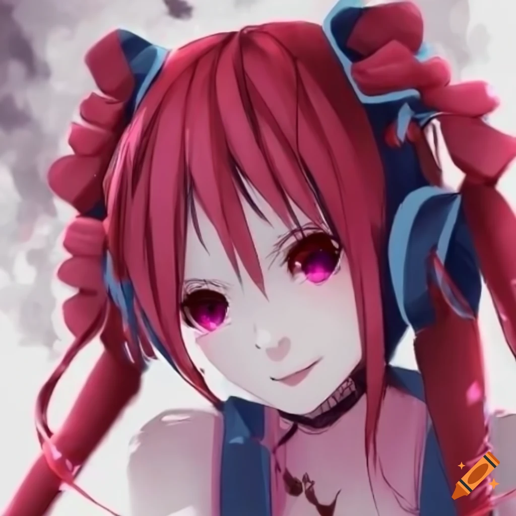 Illustration of teto kasane with red hair on Craiyon