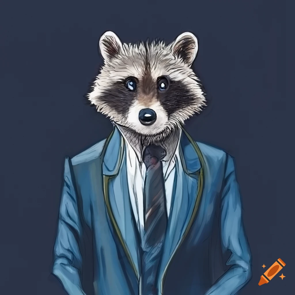 Drawing of a formal raccoon on Craiyon