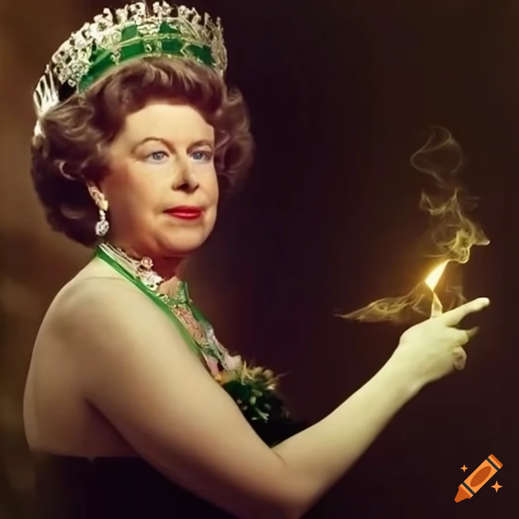 Satirical image of queen elisabeth ii on Craiyon