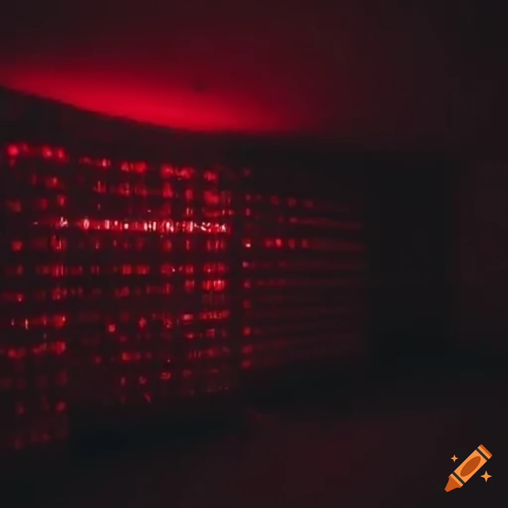 Cozy red-lit warehouse interior