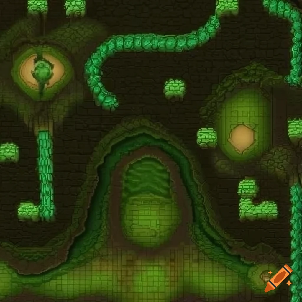 High contrast 2d game layout with organic plant and moss tiles