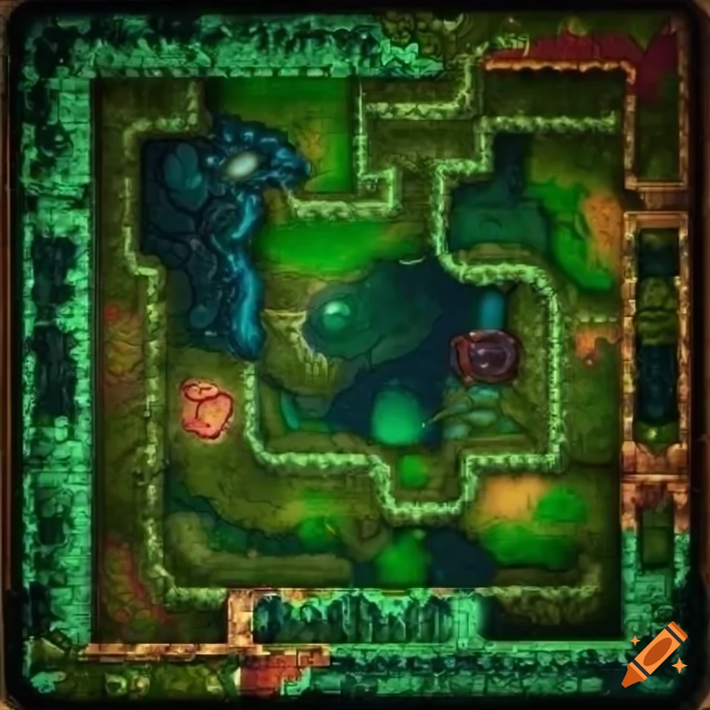 Organic plant-themed 2D game layout map on Craiyon