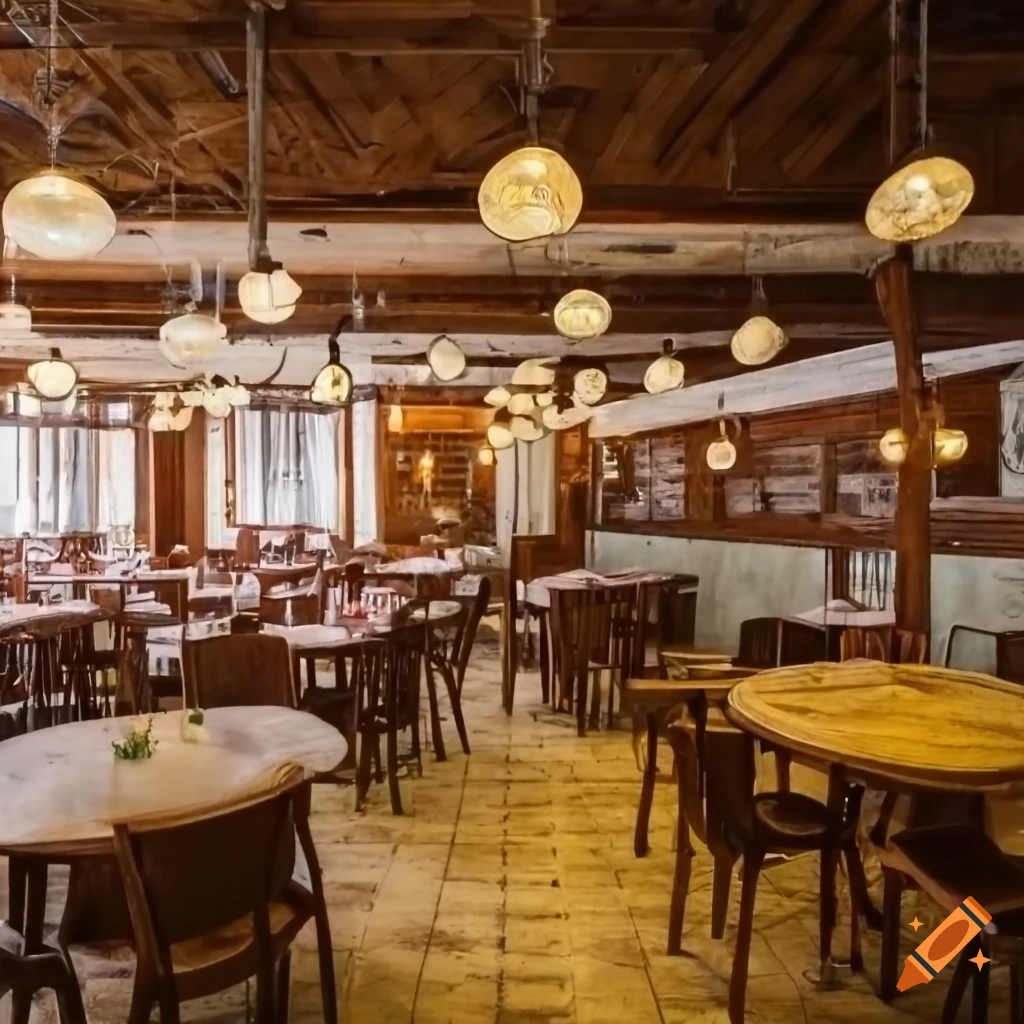 Modern and spacious Slavic restaurant design on Craiyon