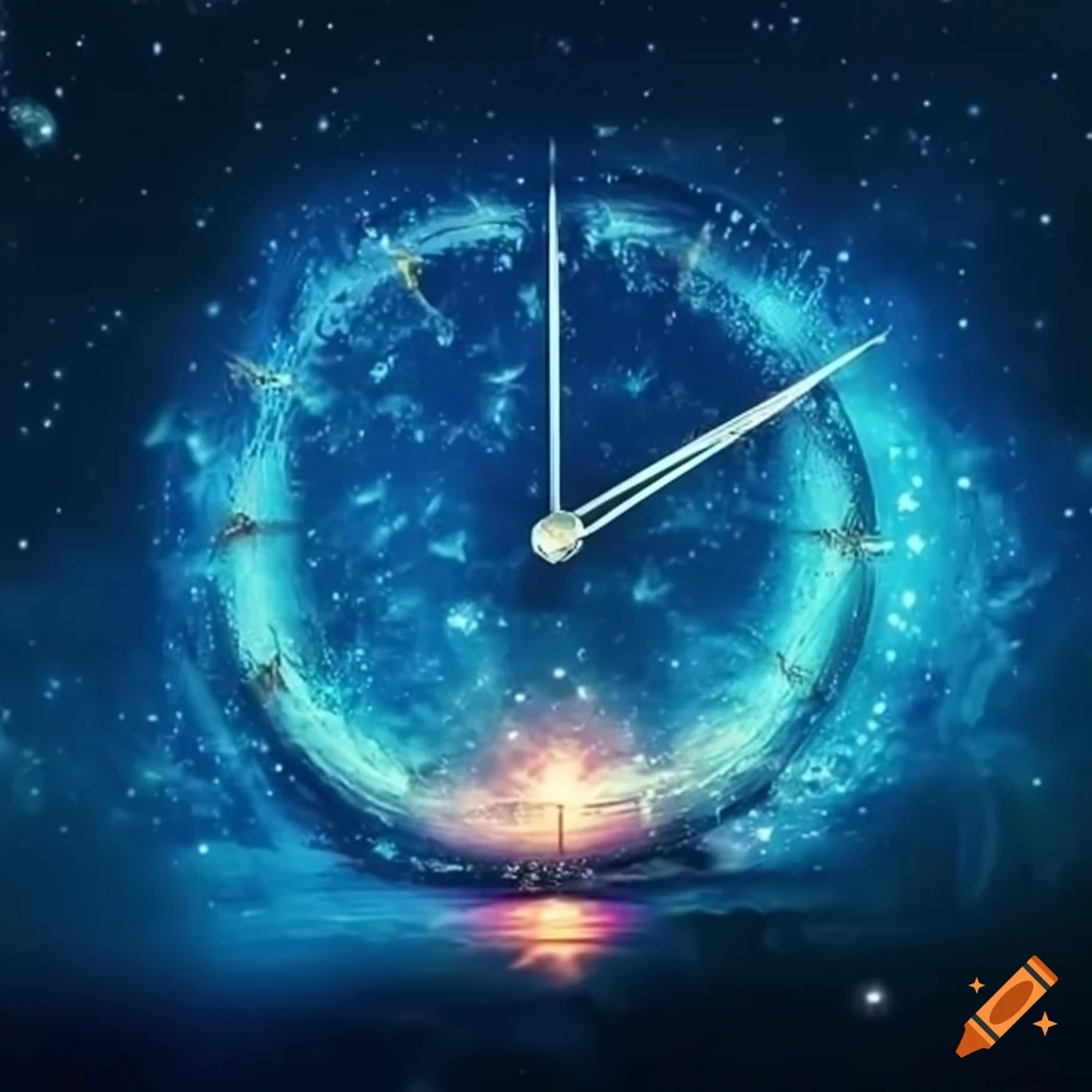 Transparent Clock In A Beautiful Magical Night Sky On Craiyon