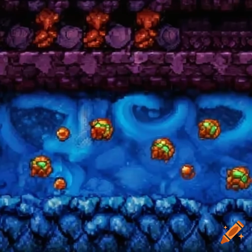 Frozen slime bubble tiles in a 2d platform game on Craiyon