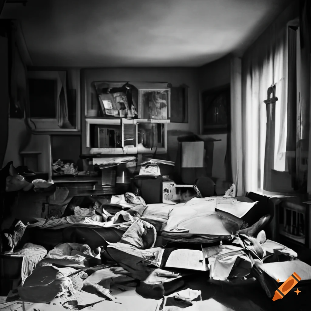 Vintage messy room in the 1950s on Craiyon