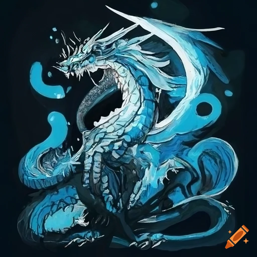 Chinese ink painting of ninjago ice dragon on Craiyon