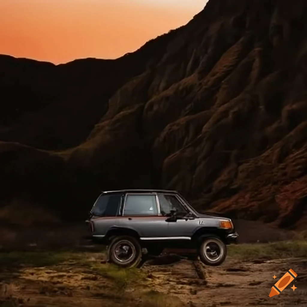 Mitsubishi suv conquering rough terrains on Craiyon