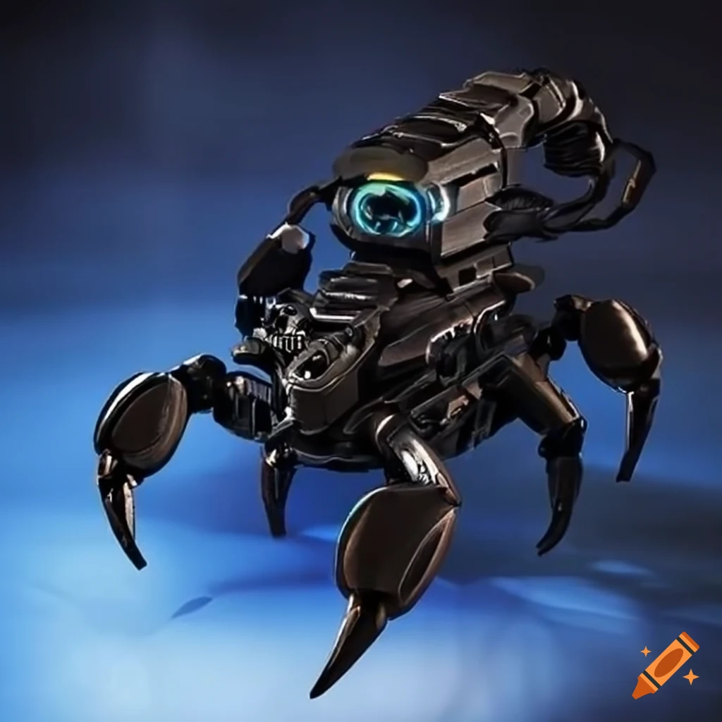 Black robotic scorpion with laser cannon on Craiyon