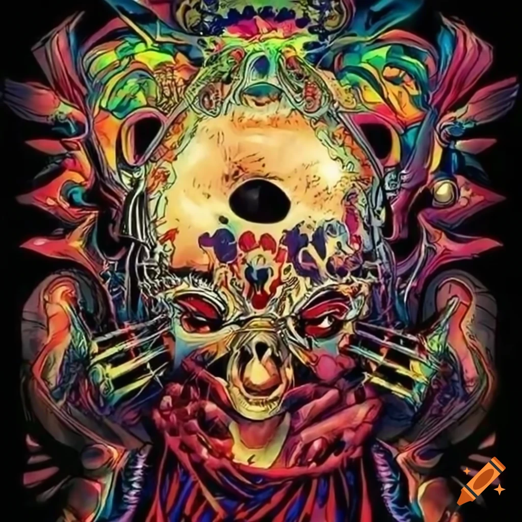 Psychedelic comic style artwork with infinite mirrors on Craiyon