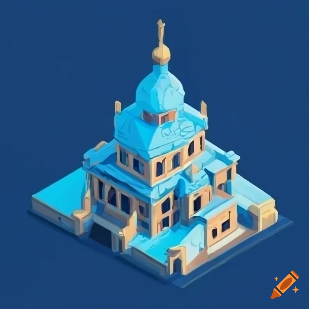 Blue isometric fantasy building