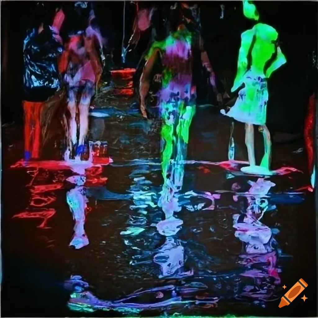 Abstract artwork with melting people on transparent background on Craiyon