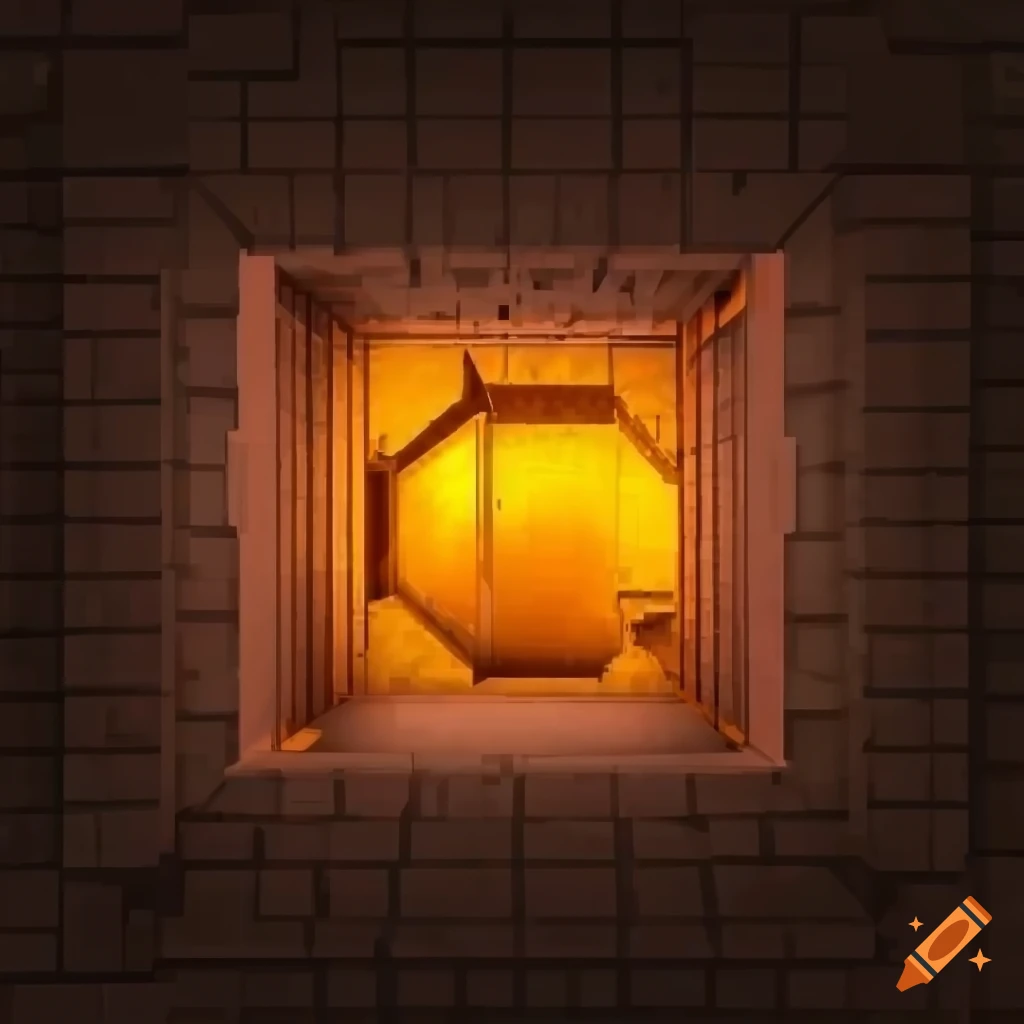Top down view of a mining cube hole