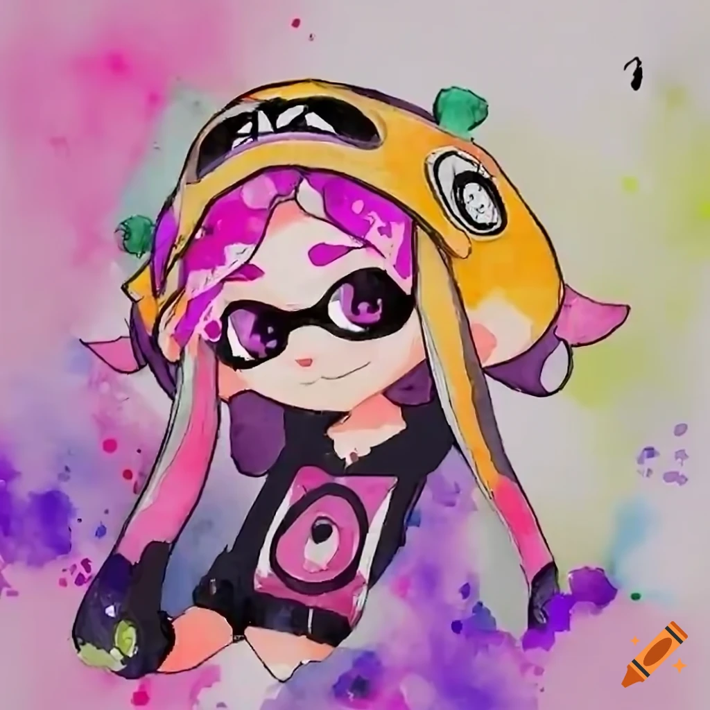Illustration of a splatoon virtual youtuber
