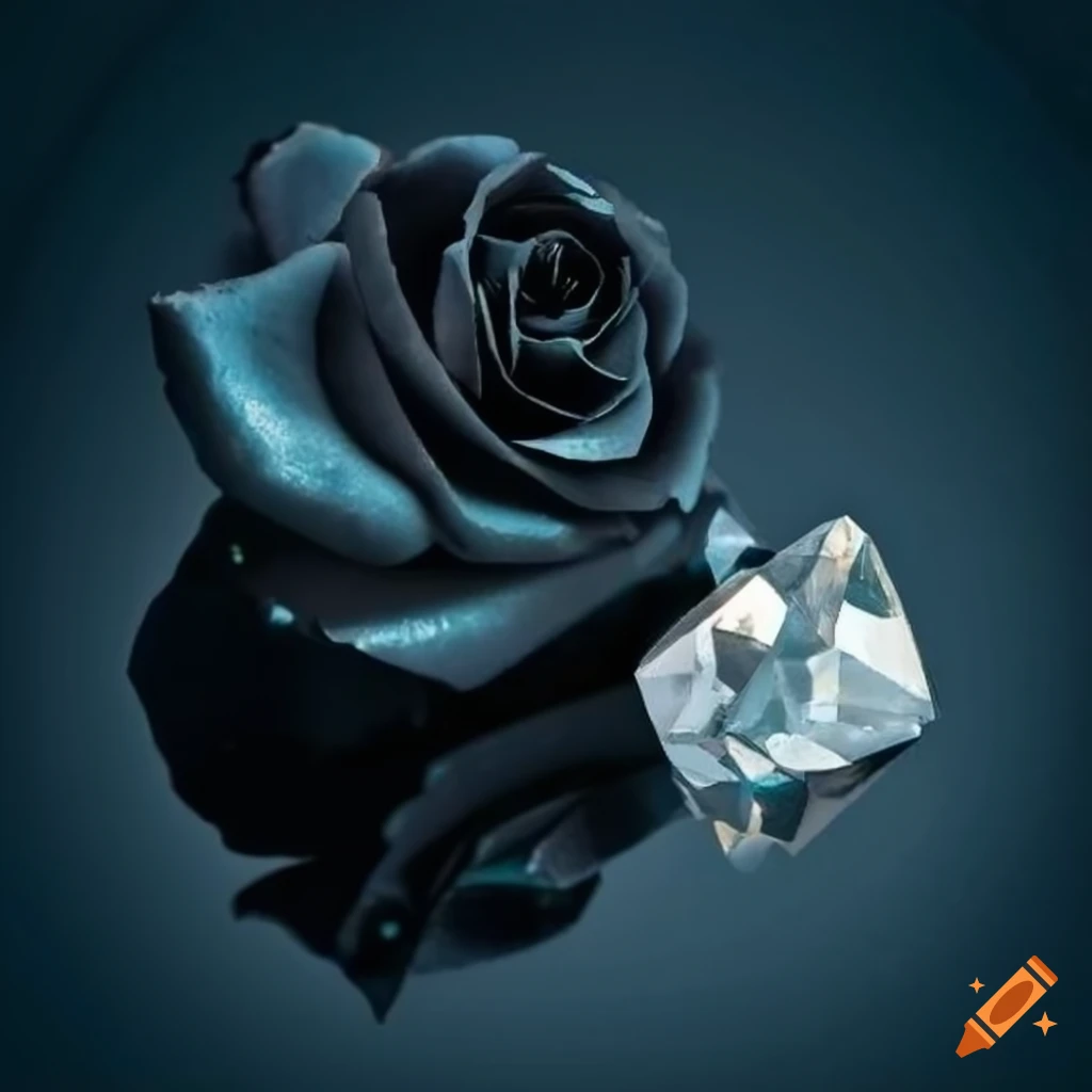 Black rose and crystal artwork on Craiyon