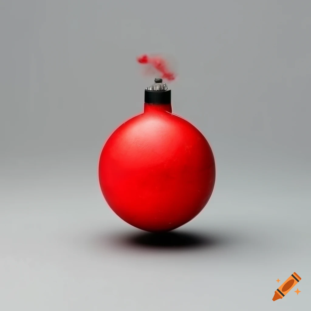 Illustration of a red bomb with lit fuse on Craiyon