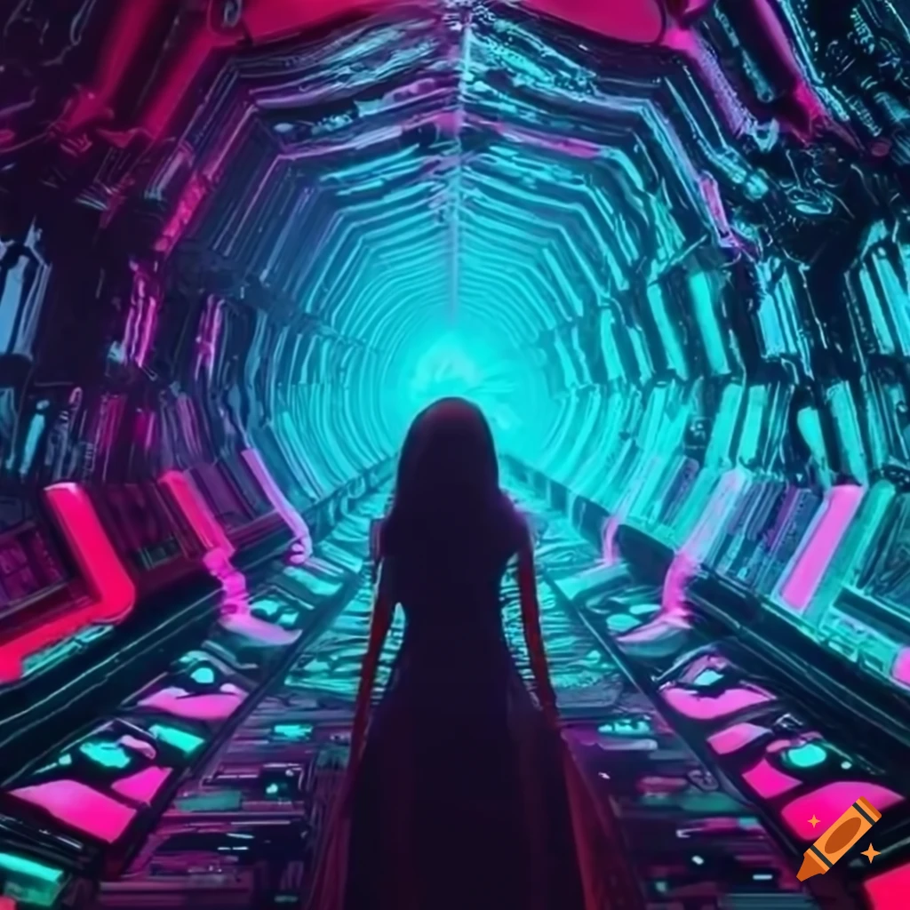 Futuristic forest with humans, cyborgs, and techno music on Craiyon