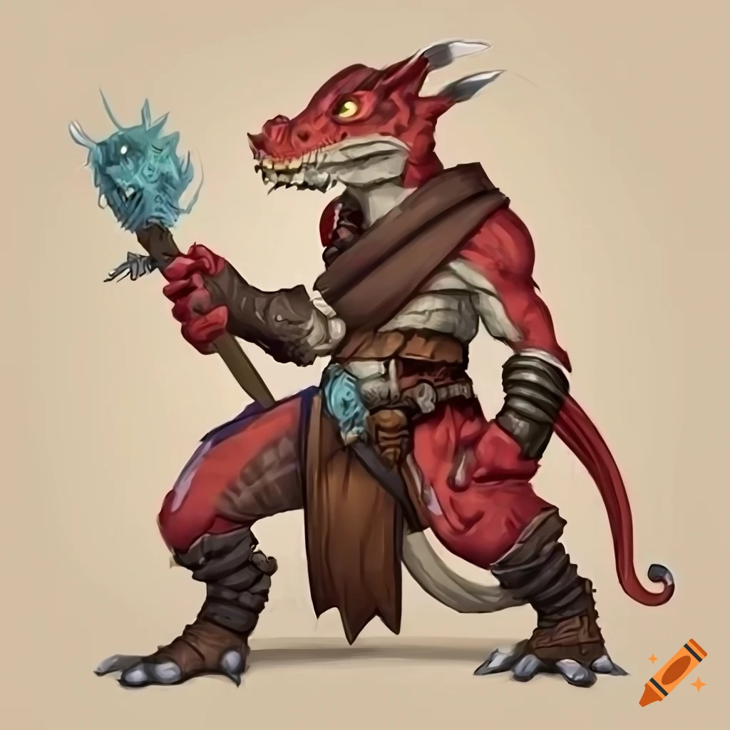 Illustration of a Kobold barbarian on Craiyon