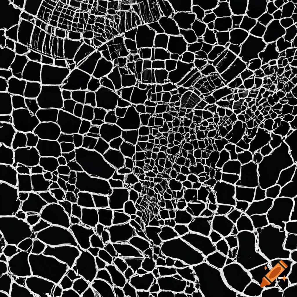 Black and white abstract map with 50 compartments