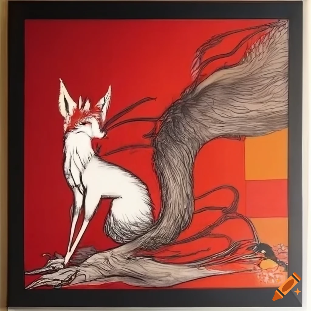 Digital Art Of A Kitsune Nine Tailed Fox On Craiyon