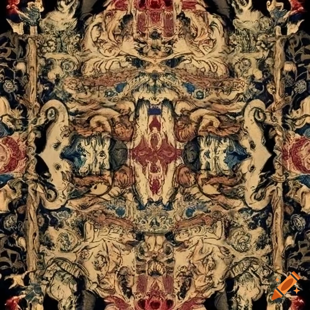 Medieval tapestry pattern on Craiyon