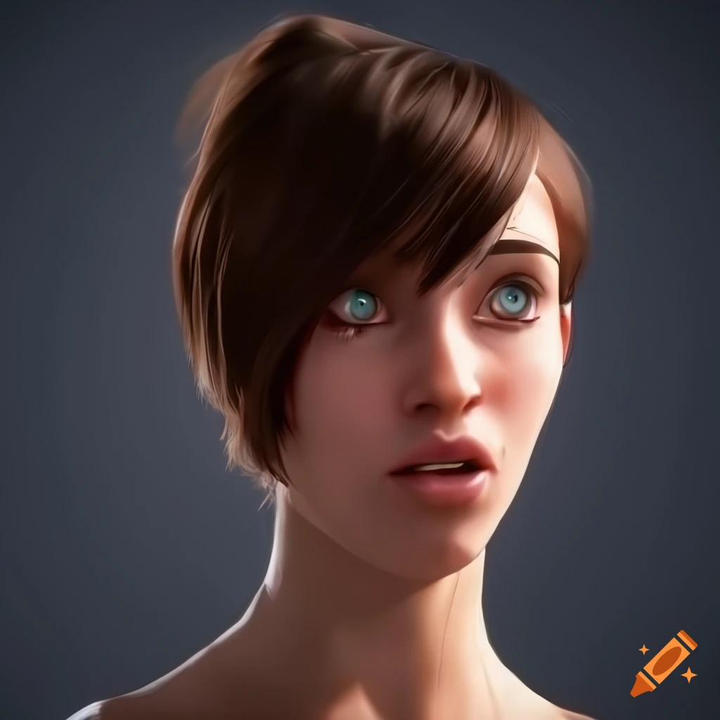 Digital portrait of a young woman with unique hairstyle on Craiyon