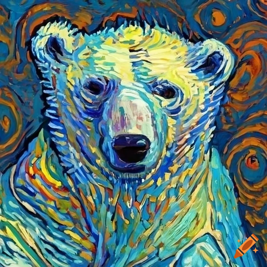 Achaemenid persian shahanshah bear in van gogh style on Craiyon