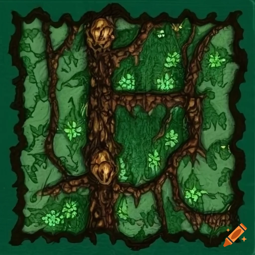 High contrast 2d game map with organic plant elements