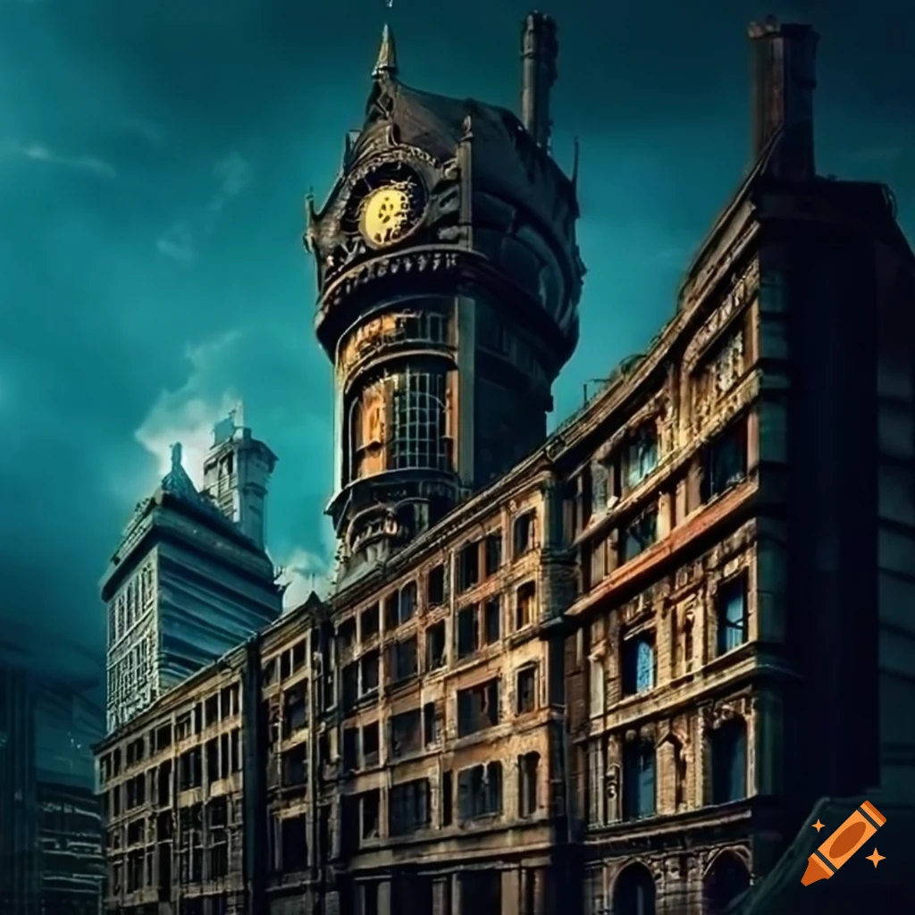 Ornate and intricate steampunk style tower on Craiyon