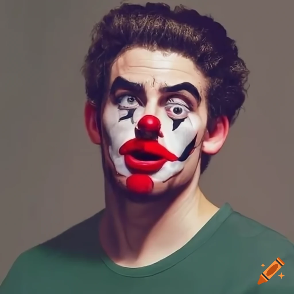 Hasan piker in clown costume at clown college on Craiyon