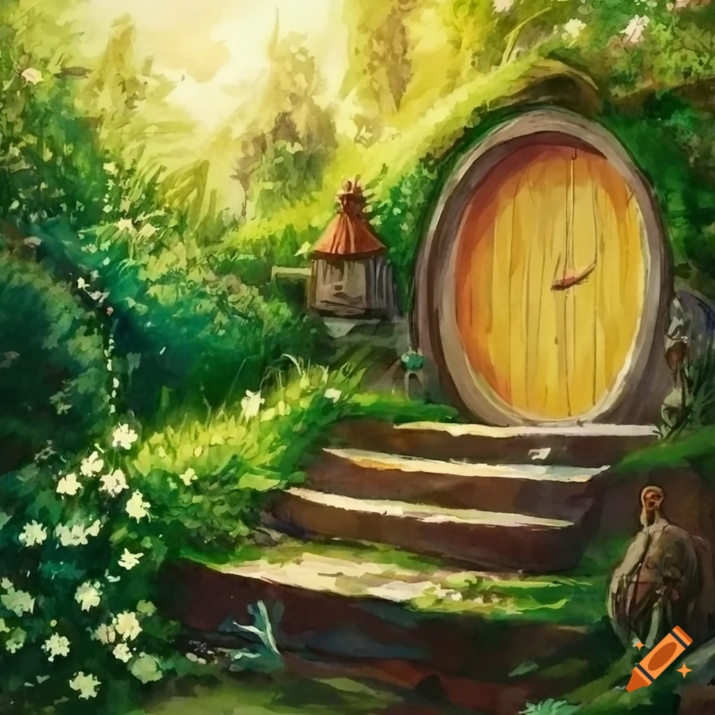 Anime illustration of a hobbit in Studio Ghibli style on Craiyon