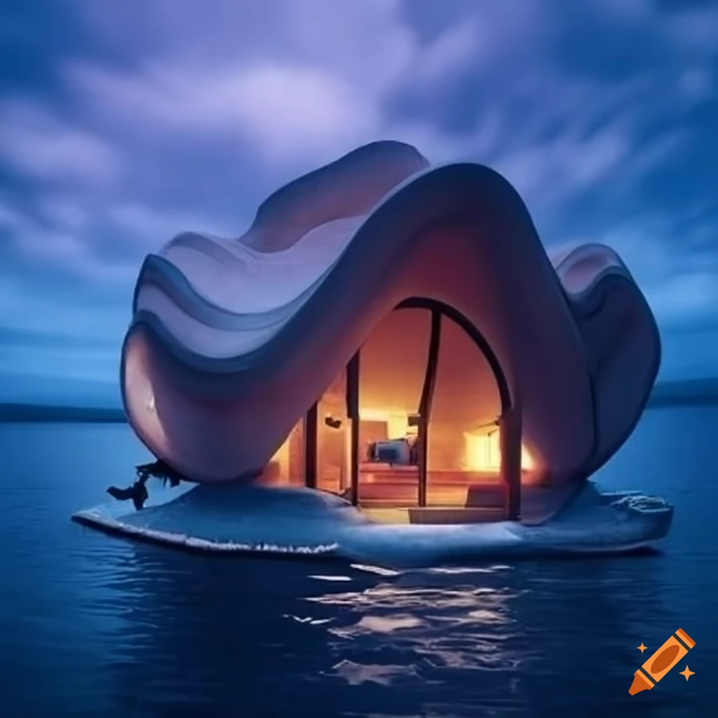 Illusory giant clam architecture cabin on Craiyon