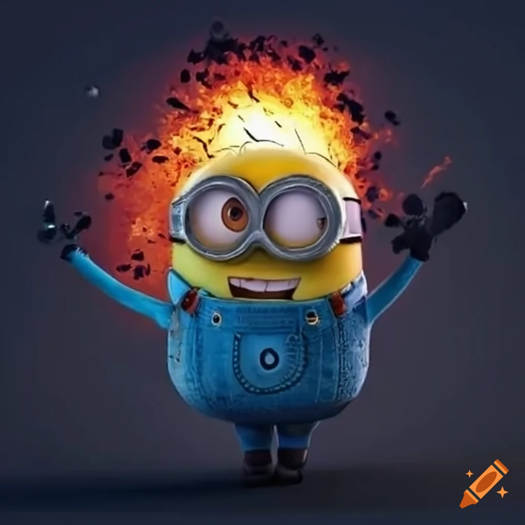 Minion on the moon with an explosion on Craiyon