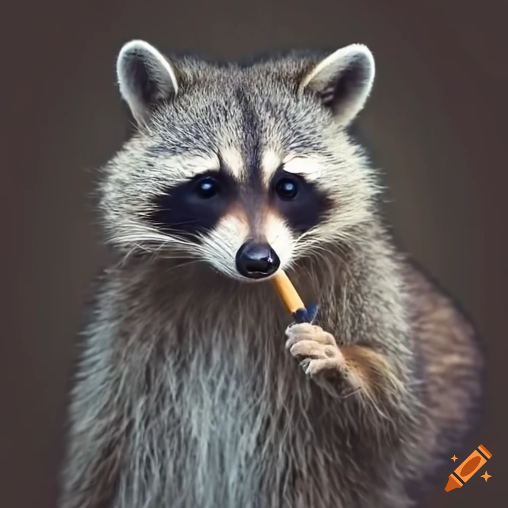 Humorous image of a raccoon with a cigarette on Craiyon
