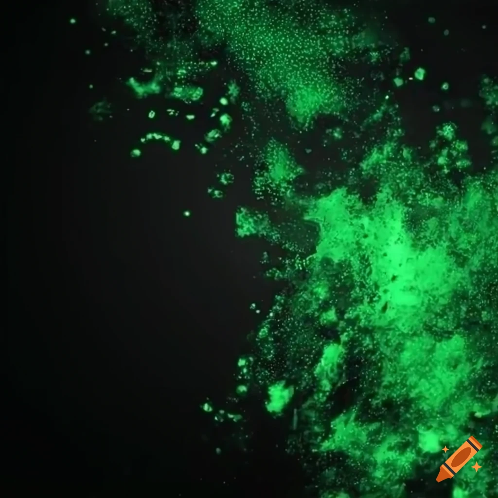 Sleek black and green design with exploding particles on Craiyon