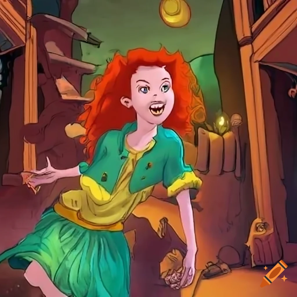 Illustration of the magic school bus visiting r'lyeh