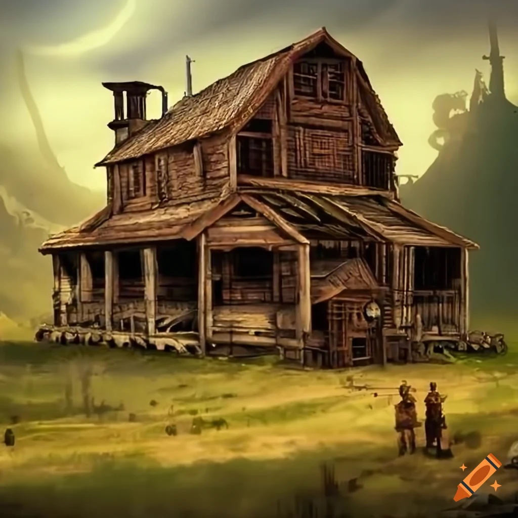 Steampunk style farm building on Craiyon