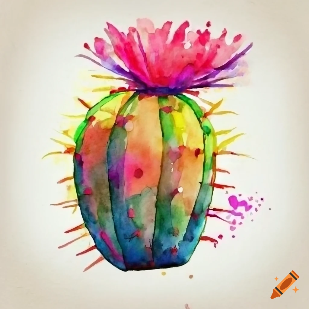 Watercolor painting of a cactus on Craiyon