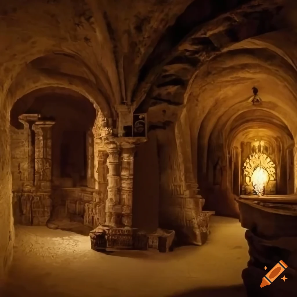 View of a medieval underground treasury on Craiyon