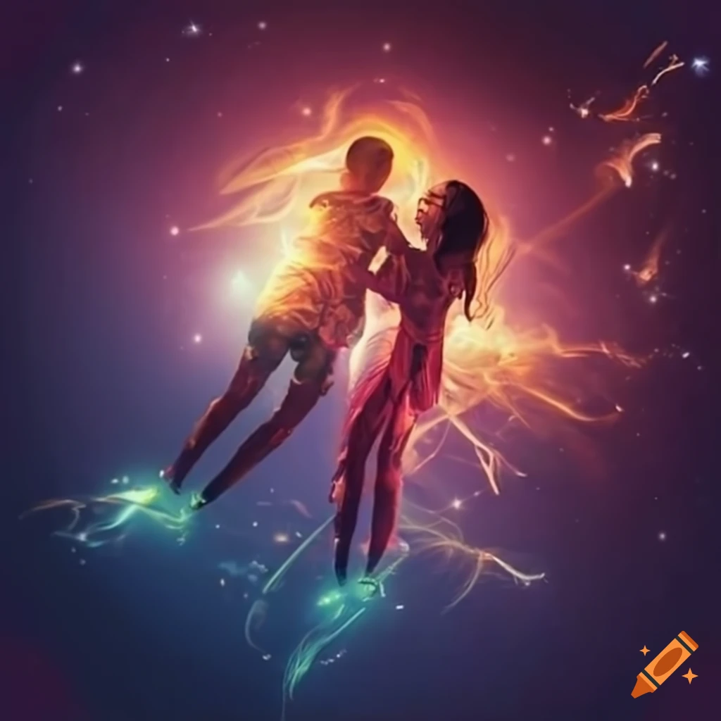 Floating love couple in space on Craiyon