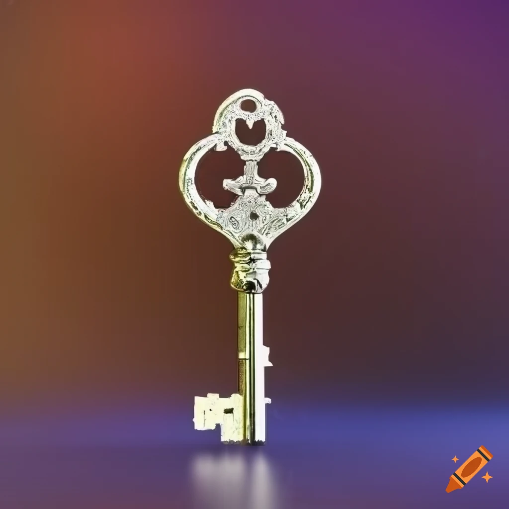 Decorative grey wax seal with golden key design on Craiyon