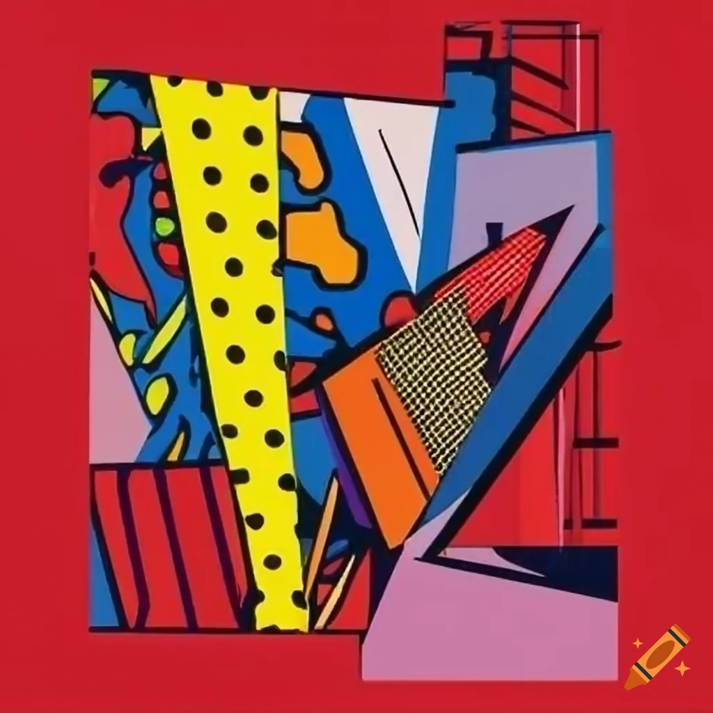 Vibrant pop art collage in roy lichtenstein style