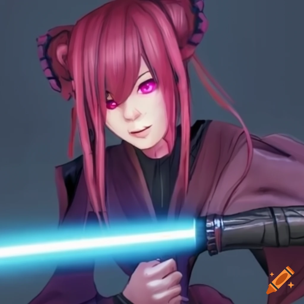 Cosplay of jedi with a lightsaber