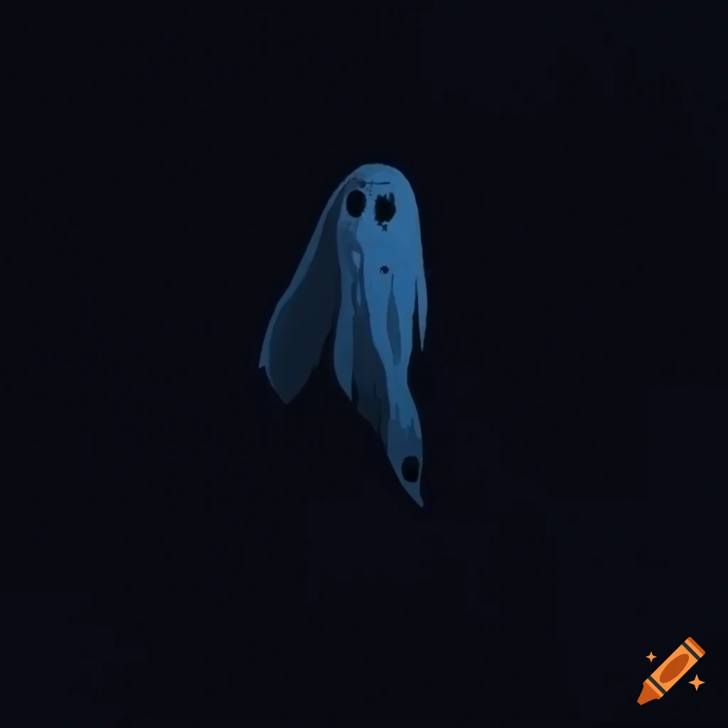 Draw a ghost cartoon character stands before you, its form bathed in a ...